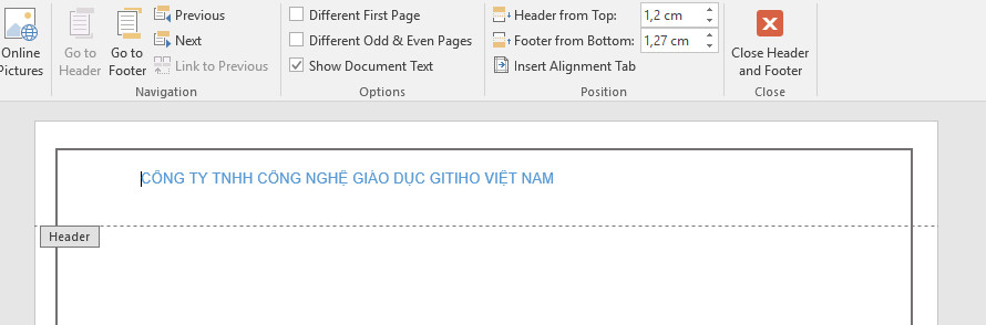 Cách tạo Header and Footer trong Word cực đơn giản