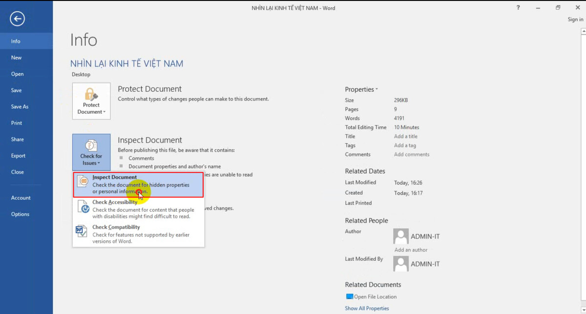 Cách khóa file Word với tính năng Protect Document trong Word