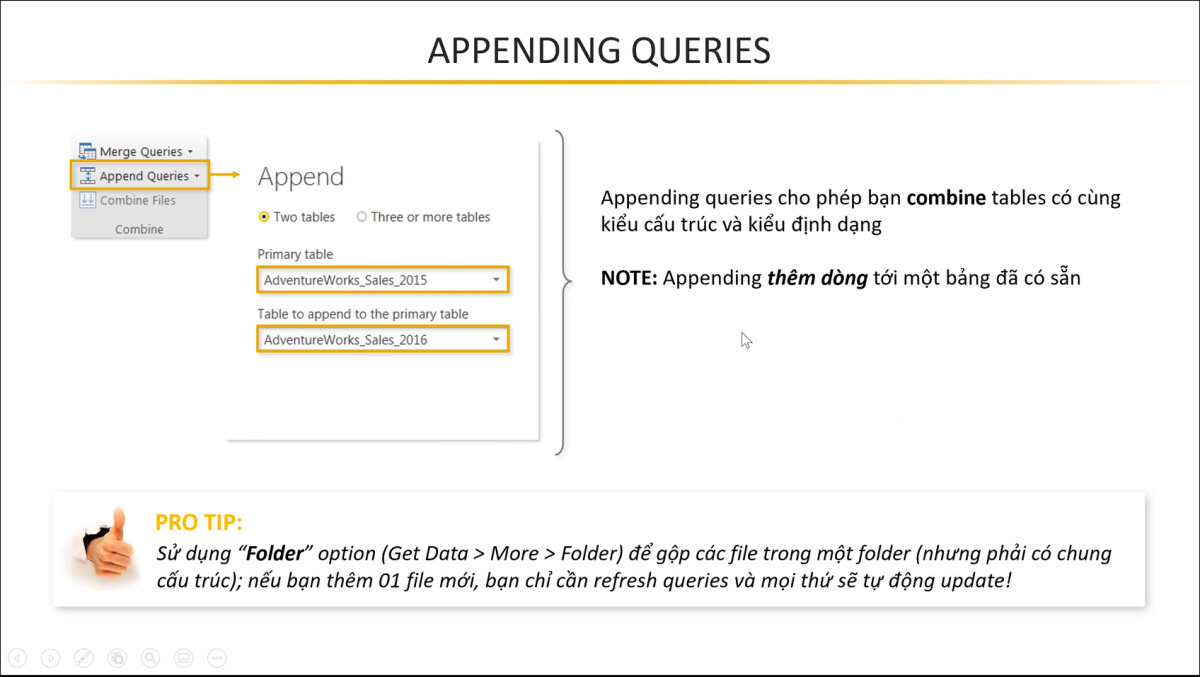 Cách gộp (Merging Queries) và tách Queries trong PowerBI