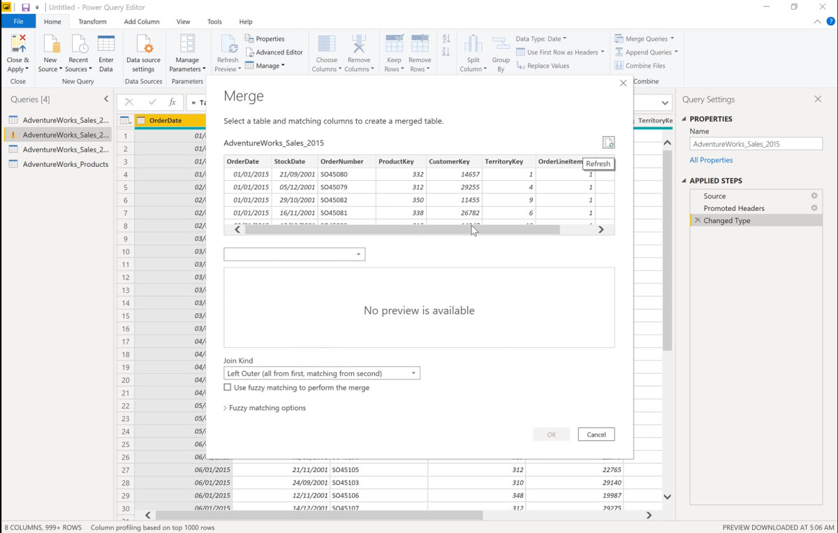 Cách gộp (Merging Queries) và tách Queries trong PowerBI