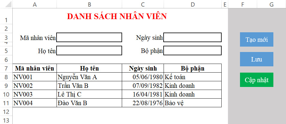Hướng dẫn xóa dữ liệu Excel trong bảng danh sách bằng lệnh VBA