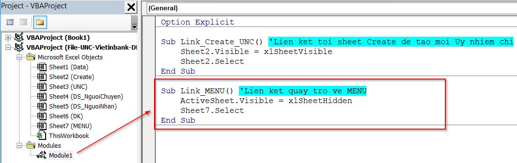Hướng dẫn sử dụng VBA để tạo menu Excel liên kết nhiều chức năng