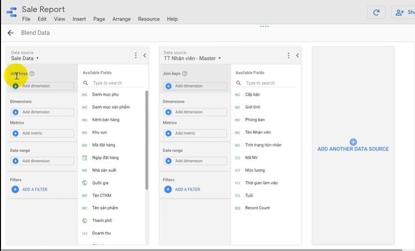 Hướng dẫn chi tiết cách Blend Data trong Google Data Studio