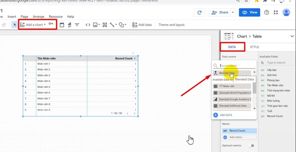 Hướng dẫn chi tiết cách Blend Data trong Google Data Studio