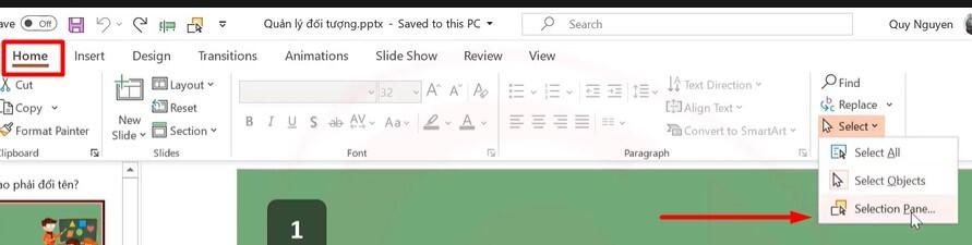 Cách dùng Selection Pane quản lý đối tượng trong Powerpoint