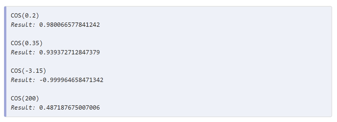 Hướng dẫn về hàm COS của Oracle