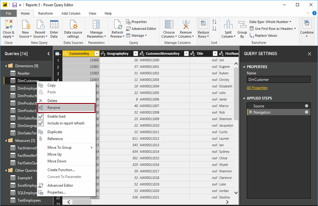 Hướng dẫn cách đổi tên bảng trong Power BI
