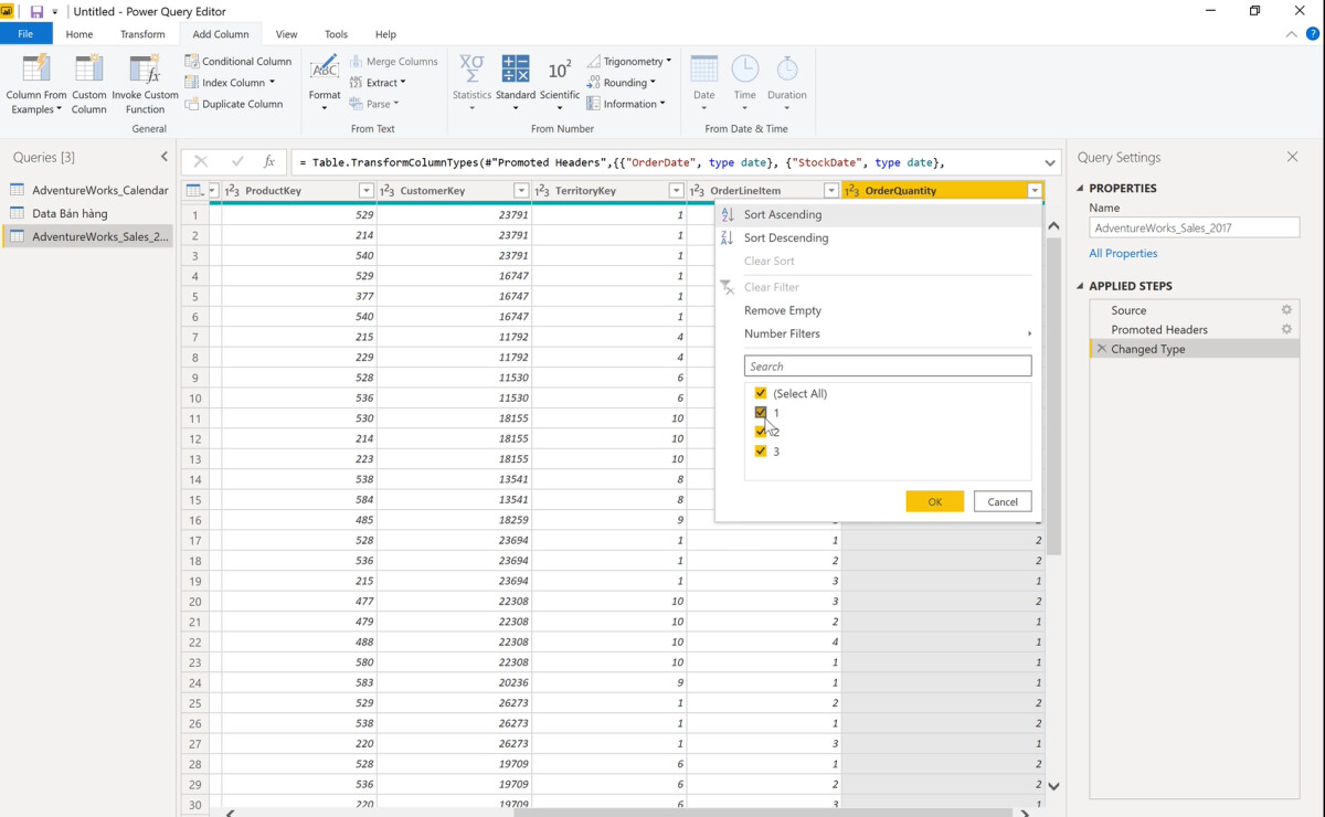 Hướng dẫn thêm Index và Conditional Column trong Power BI