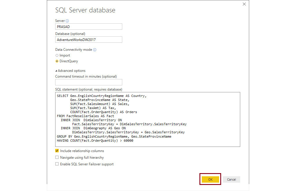 Hướng dẫn kết nối Power BI với SQL Server