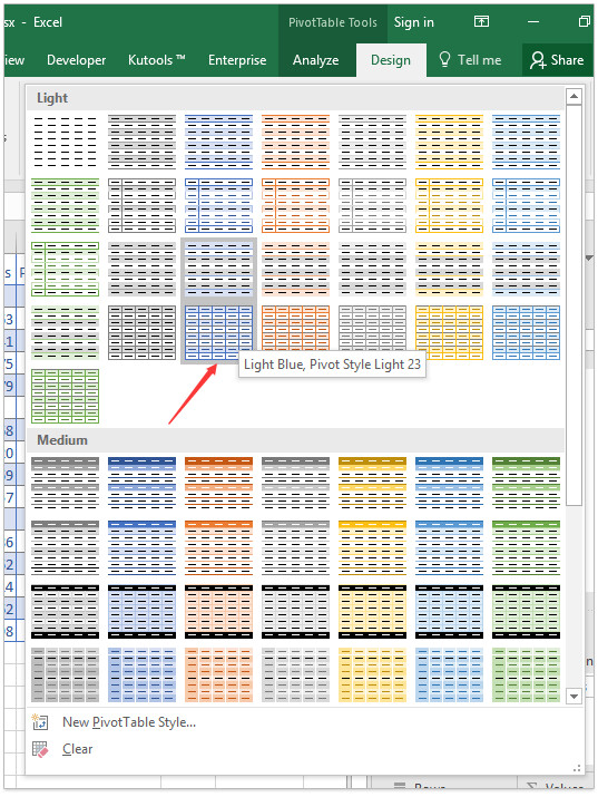 Hướng dẫn thay đổi màu cho Pivot Table trong Excel