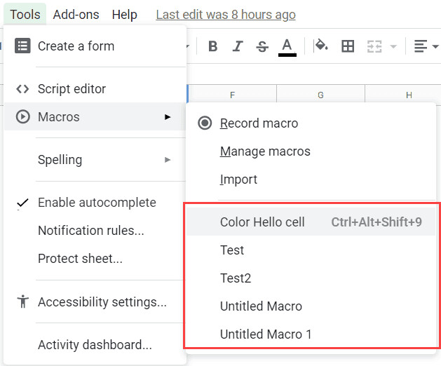 Hướng dẫn chi tiết cách ghi Macro trong Google Sheets