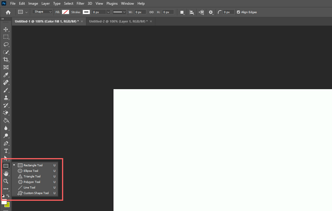 Hướng dẫn vẽ hình học cơ bản bằng công cụ Rectangle Tool trong Photoshop