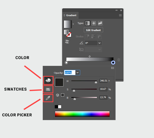Hướng dẫn sử dụng công cụ đổ màu Gradient Tool trong illiustrator