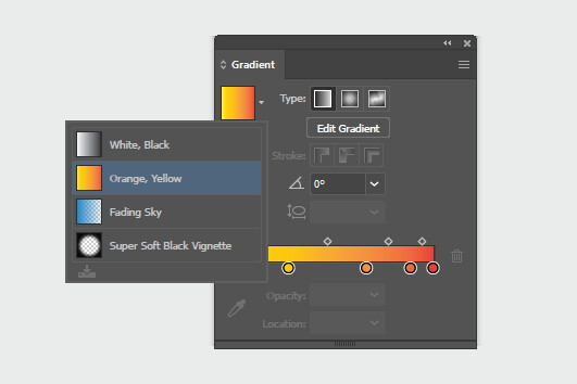 Hướng dẫn sử dụng công cụ đổ màu Gradient Tool trong illiustrator
