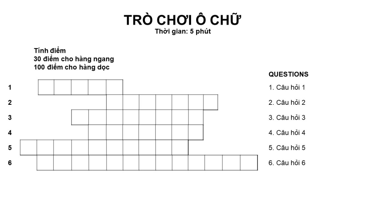 Cách tạo trò chơi ô chữ đơn giản, nhanh chóng trong PowerPoint
