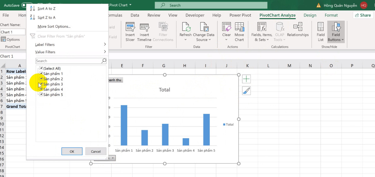 Hướng Dẫn Chi Tiết Kỹ Thuật Sử Dụng Pivot Chart Trong Excel