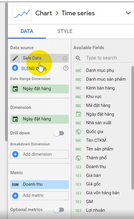Cách tạo Time Series Graphs trong Google Data Studio
