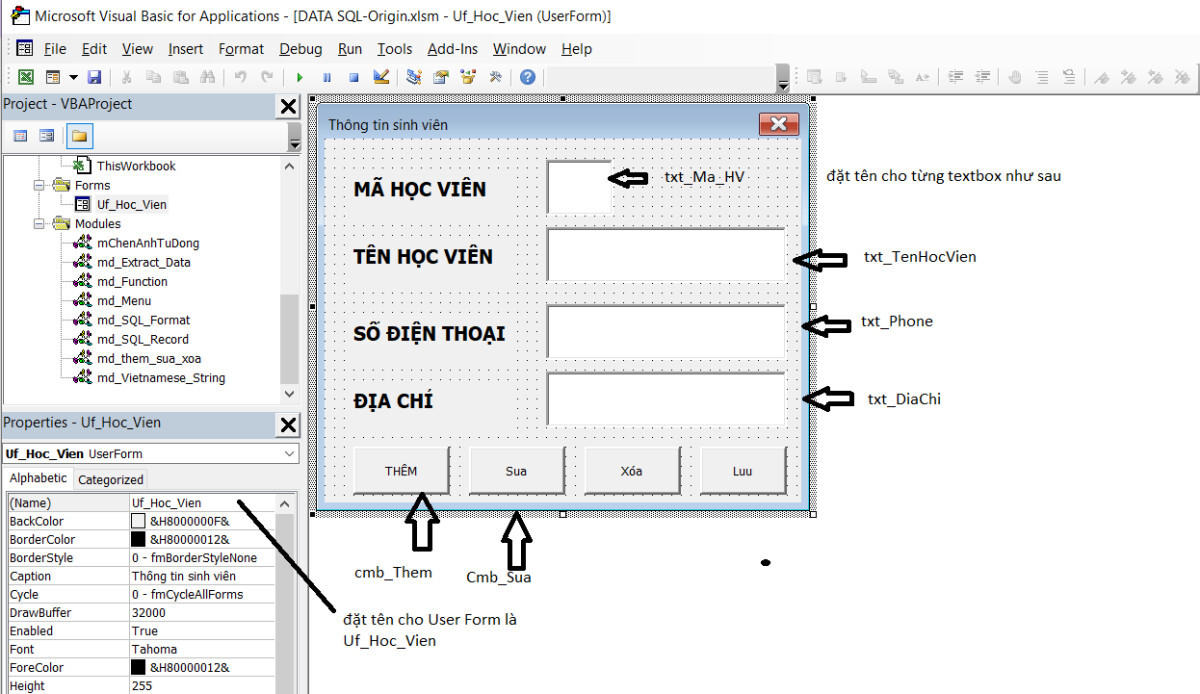 HƯỚNG DẪN TẠO CÂU LỆNH NÚT THÊM MỚI TRONG VBA EXCEL