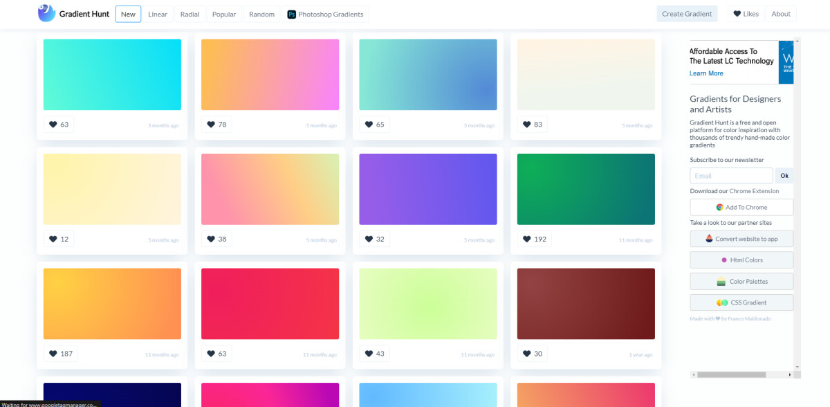 Top 5 trang web khởi tạo màu Gradient chất lượng dành cho Designer