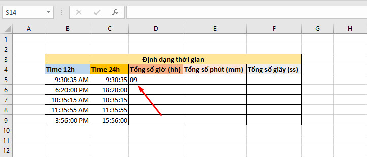 Ứng dụng hàm TEXT tính thời gian và định dạng kiểu giờ trong Excel