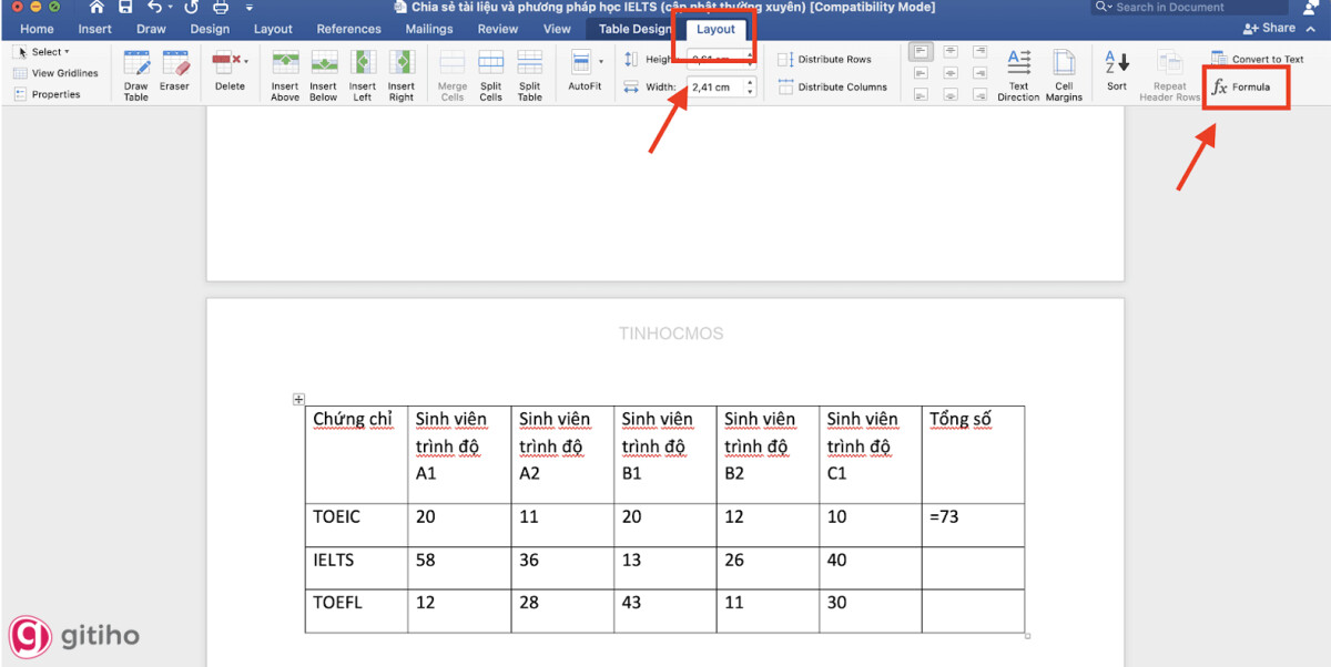 Hướng dẫn cách tính tổng trong Word bằng công cụ Formula