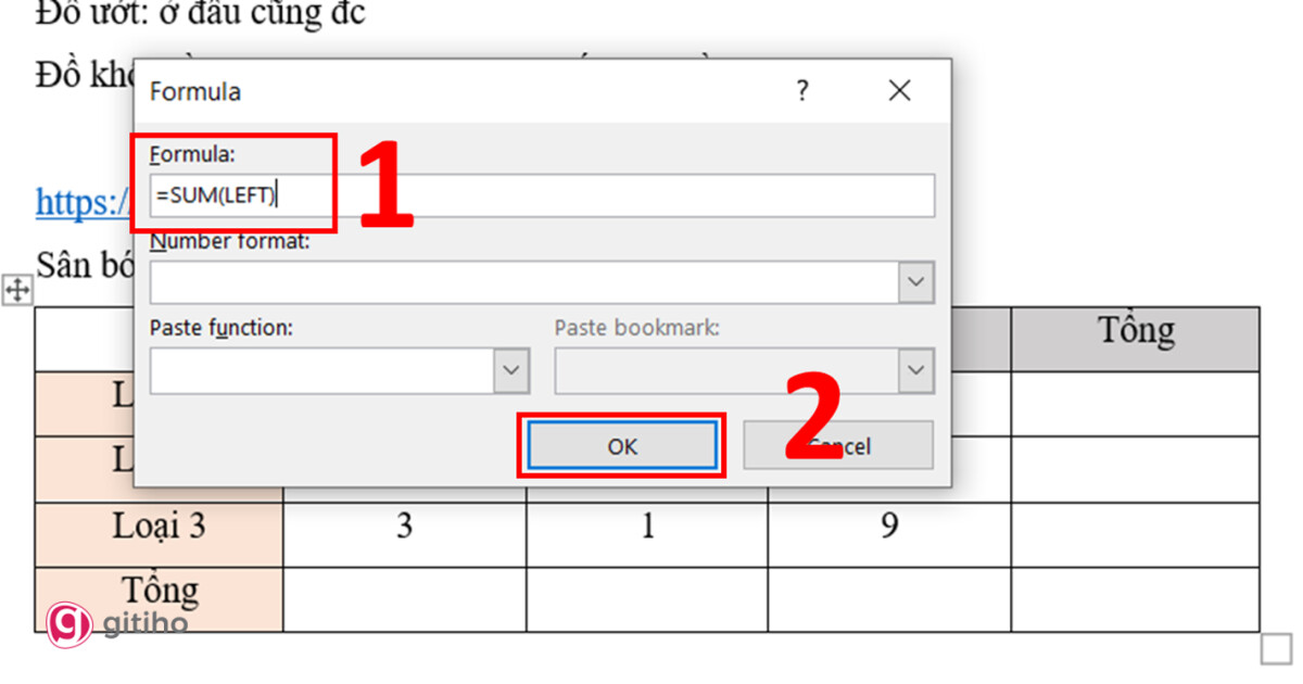 Hướng dẫn cách tính tổng trong Word bằng công cụ Formula