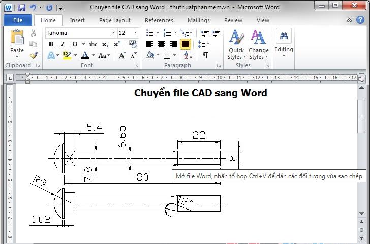 Thủ thuật copy CAD sang Word cực nhanh, đẹp, không bị mất hình