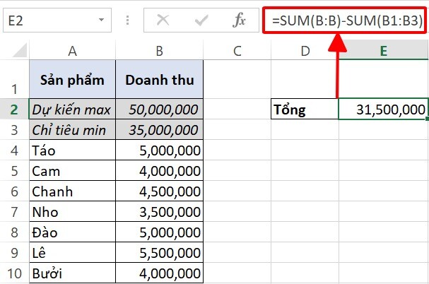 Cách dùng hàm Sum trong Excel để tính tổng kèm ví dụ