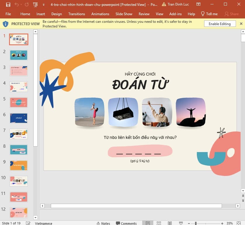 Tổng hợp mẫu trò chơi nhìn hình đoán chữ Powerpoint đẹp mắt