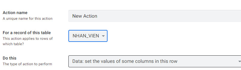Hướng dẫn cài đặt Action cho ứng dụng trong Appsheet