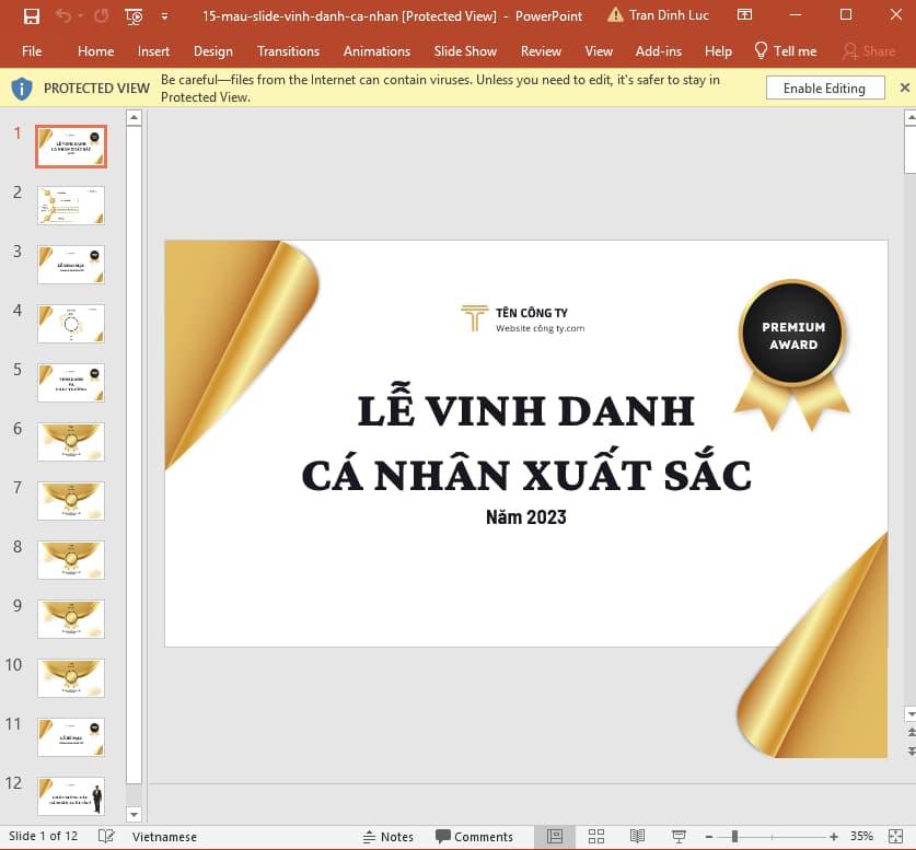 Tải 21+ mẫu slide vinh danh cá nhân, tập thể xuất sắc