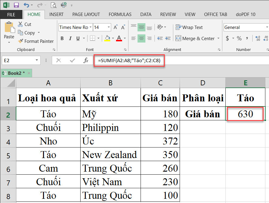 Hàm SUMIF trong Excel: công thức, cách dùng và ví dụ cụ thể