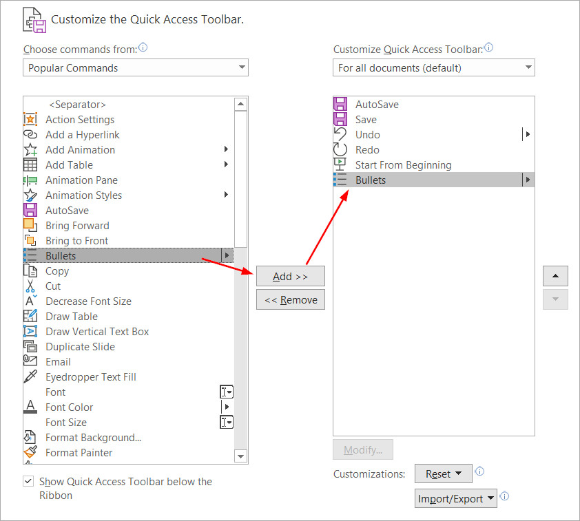 Hướng dẫn cách tùy chỉnh thanh Quick Access Toolbar trong PowerPoint
