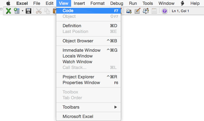 Hướng dẫn cách sử dụng cửa sổ Code trên Excel máy tính Macbook