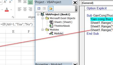 Cách để Excel VBA tự động điền công thức và gán giá trị