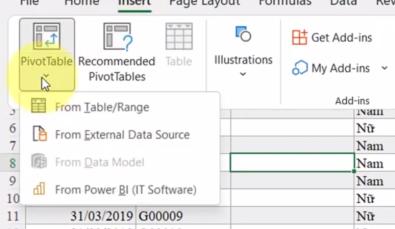 Cách sắp xếp dữ liệu và các bộ lọc trong Pivot Table
