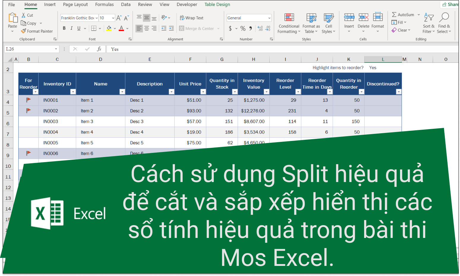 Cách dùng SPLIT trong Excel để cắt và sắp xếp các sổ tính