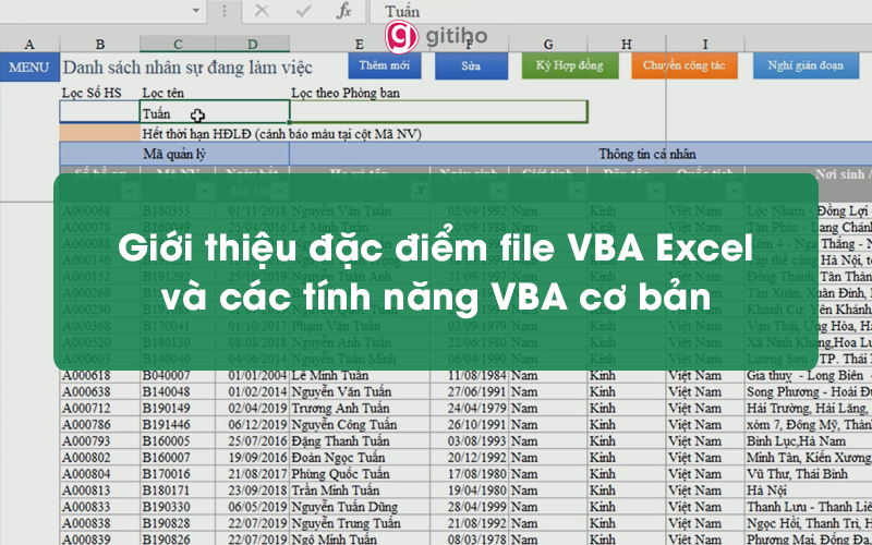 Giới Thiệu đặc điểm File Vba Excel Và Các Tính Năng Vba Cơ Bản