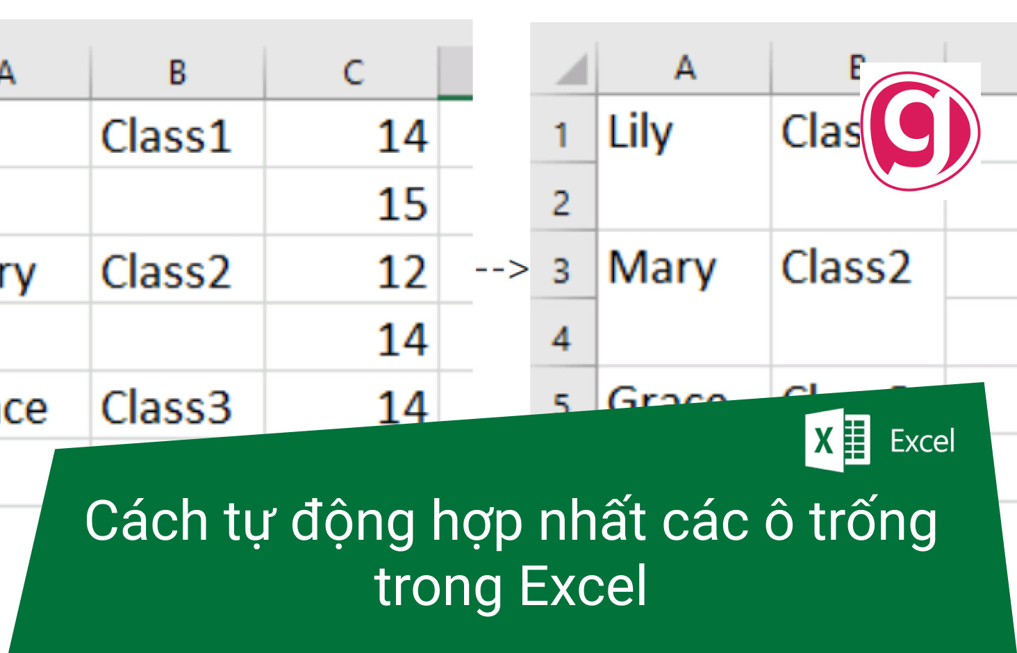 Cách tự động hợp nhất các ô trống trong Excel