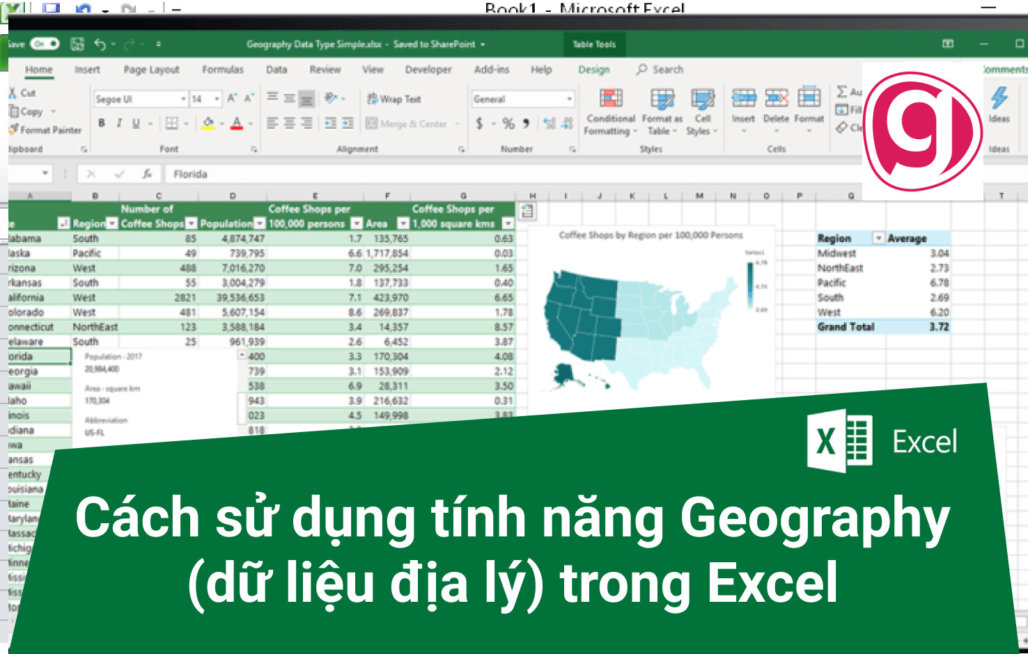 Cách sử dụng Tính năng Geography tích hợp trong Microsoft Excel