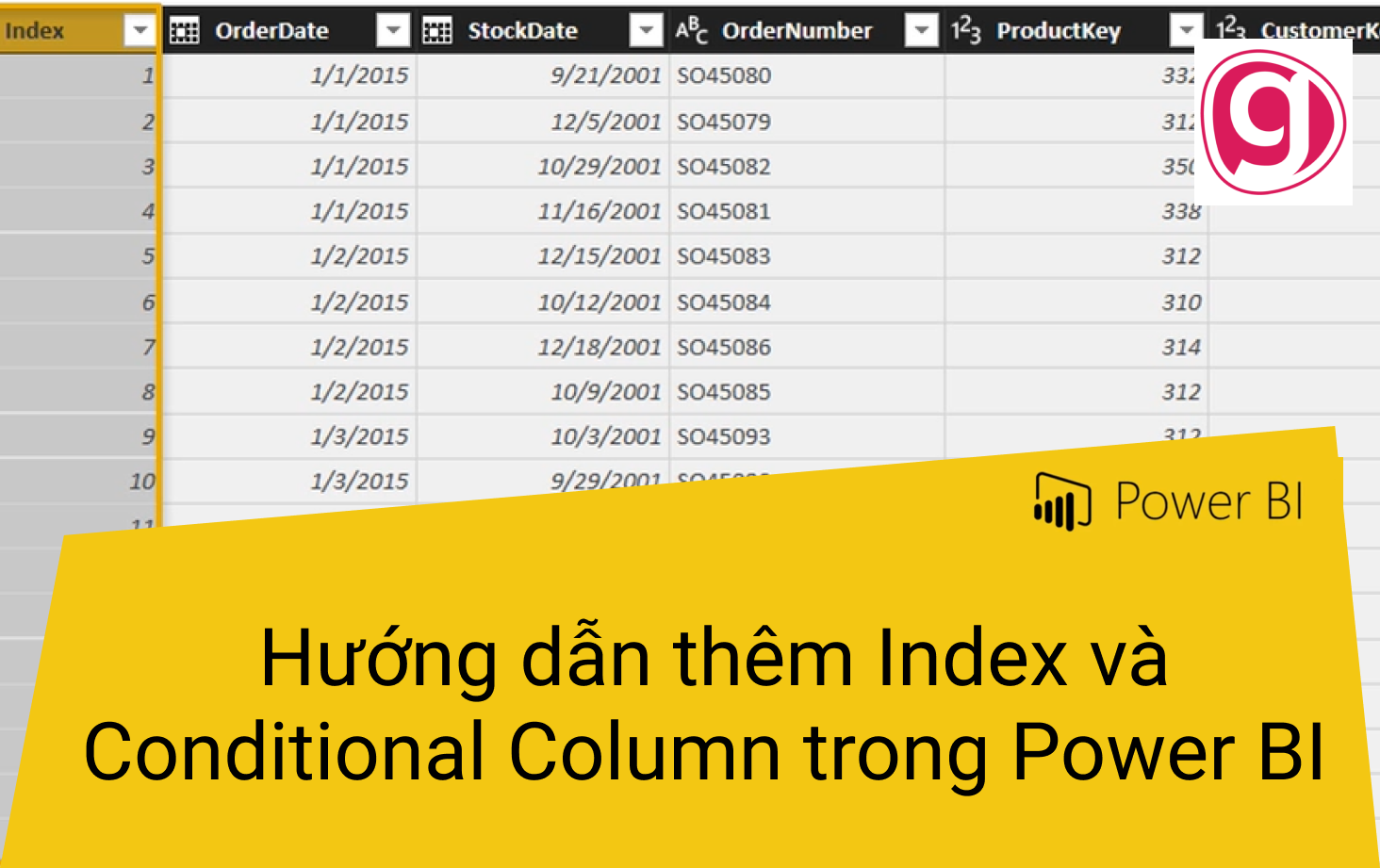 Hướng dẫn thêm Index và Conditional Column trong Power BI