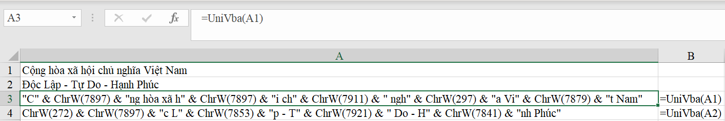 Unicode tiếng việt khi viết trong VBA