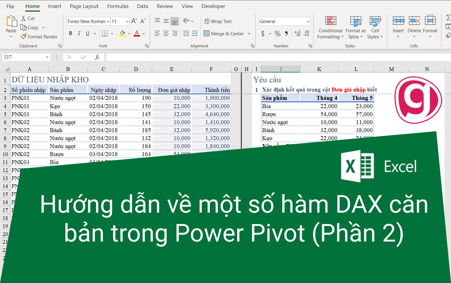 Hướng dẫn về một số hàm DAX căn bản trong Power Pivot (Phần 2)